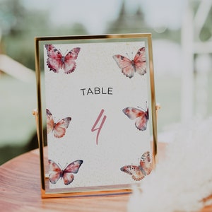 Butterfly Bridal Shower Table Numbers Template, Here's to a Lifetime of ...