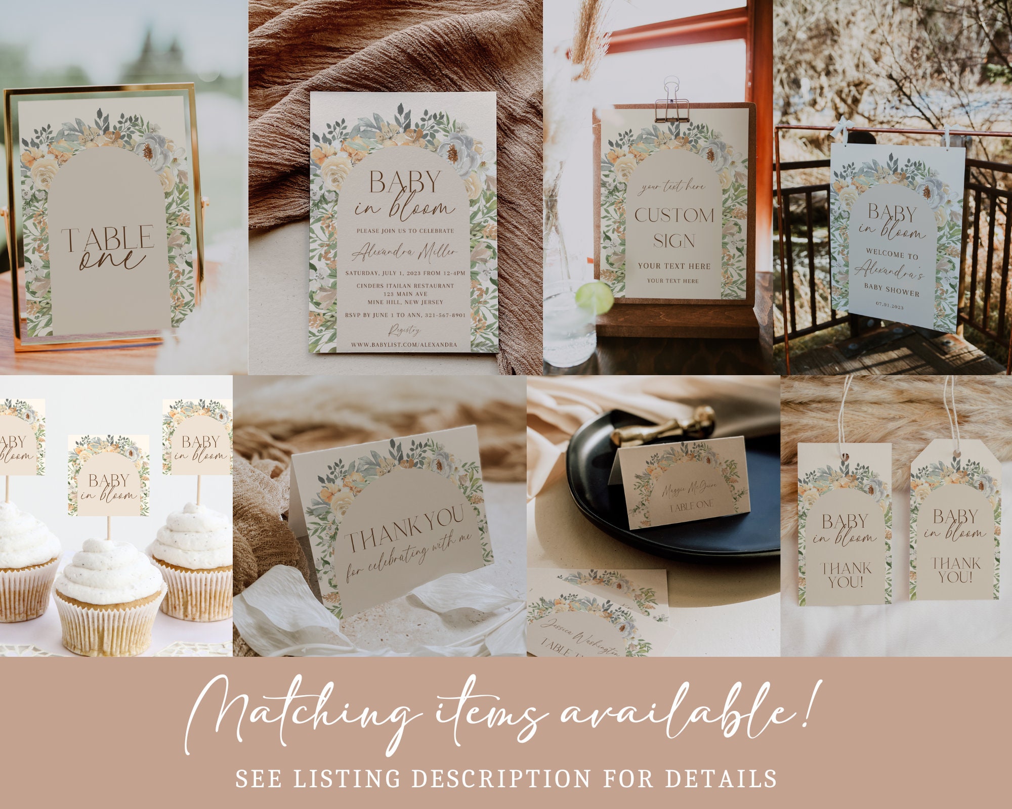 Editable Baby in Bloom Table Numbers Template, Baby in Bloom Shower ...