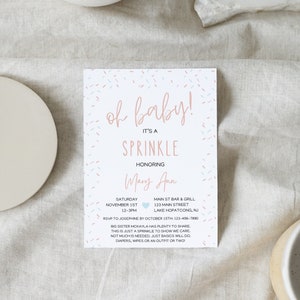 Editable Baby Shower Sprinkle Invitation Template, Baby Shower Sprinkle ...