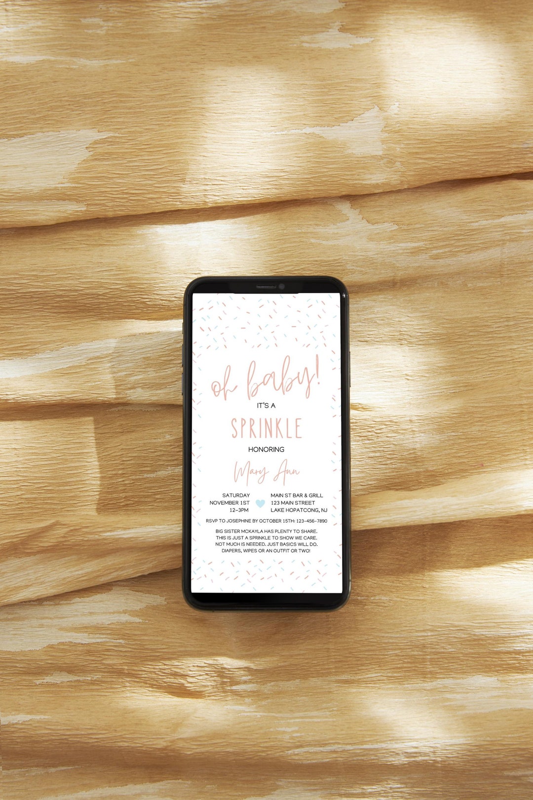 Editable Baby Shower Sprinkle E-vite Template, Baby Shower Sprinkle ...