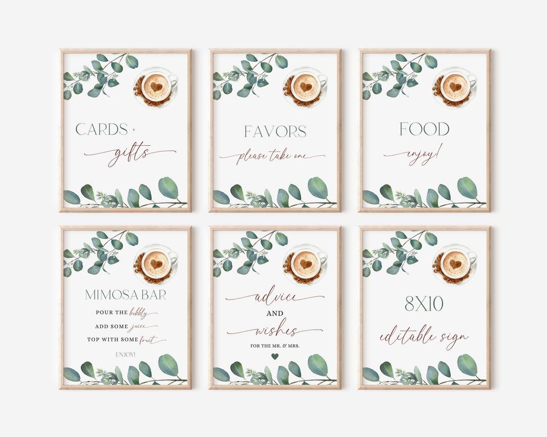 Editable Bridal Brunch Sign Bundle, Love is Brewing Bridal Shower ...