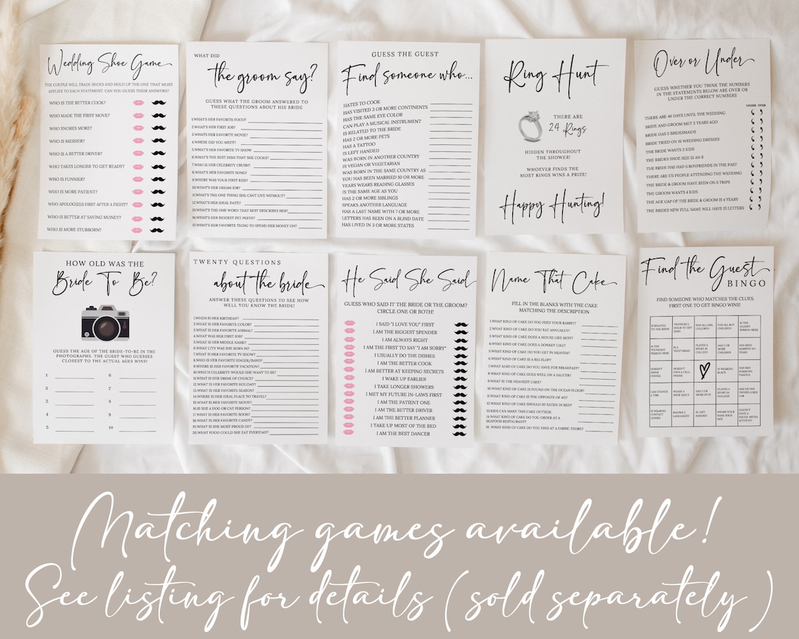 Minimalist Find the Guest Bingo Game, Bridal Bingo Game, Fun Bridal ...