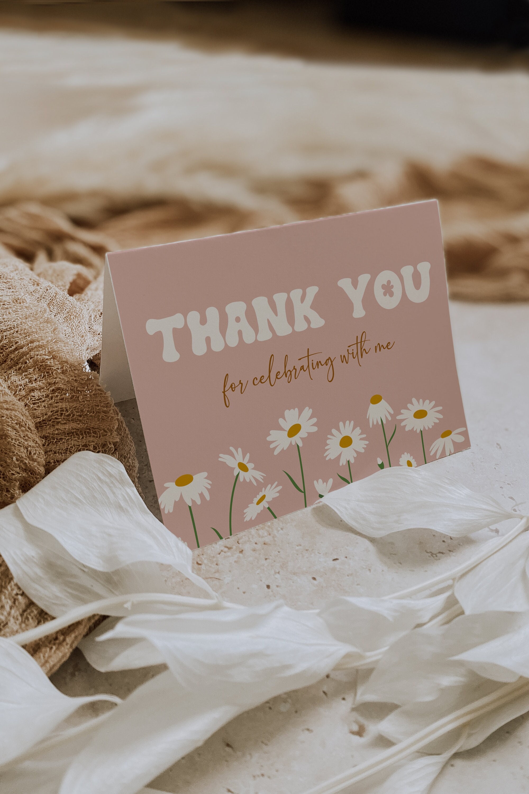Daisy Birthday Party Thank You Card Template Little Miss - Etsy