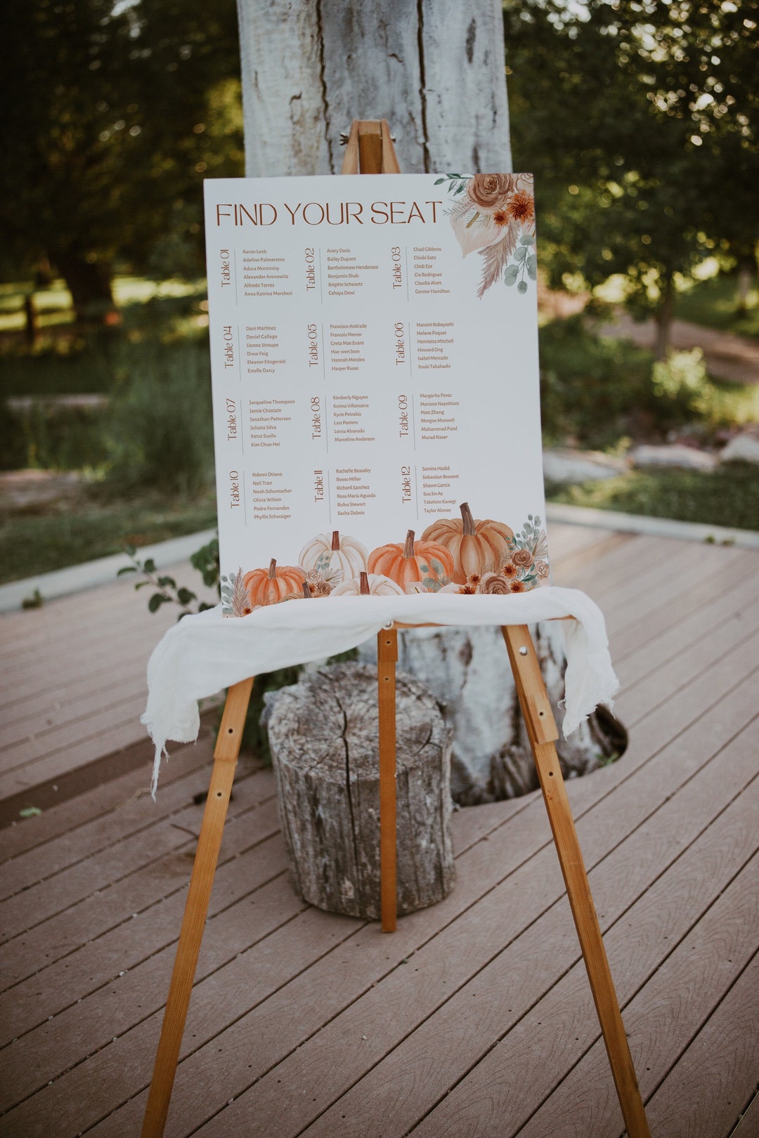 Fall Seating Chart Template, Pumpkin Seating Chart Template, Wedding ...