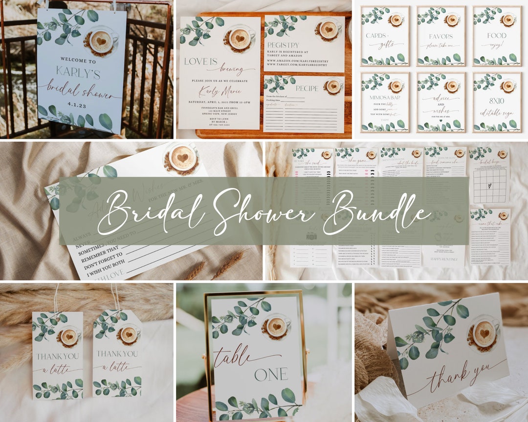 Editable Bridal Brunch Bundle, Love is Brewing, Coffee Bridal Shower ...