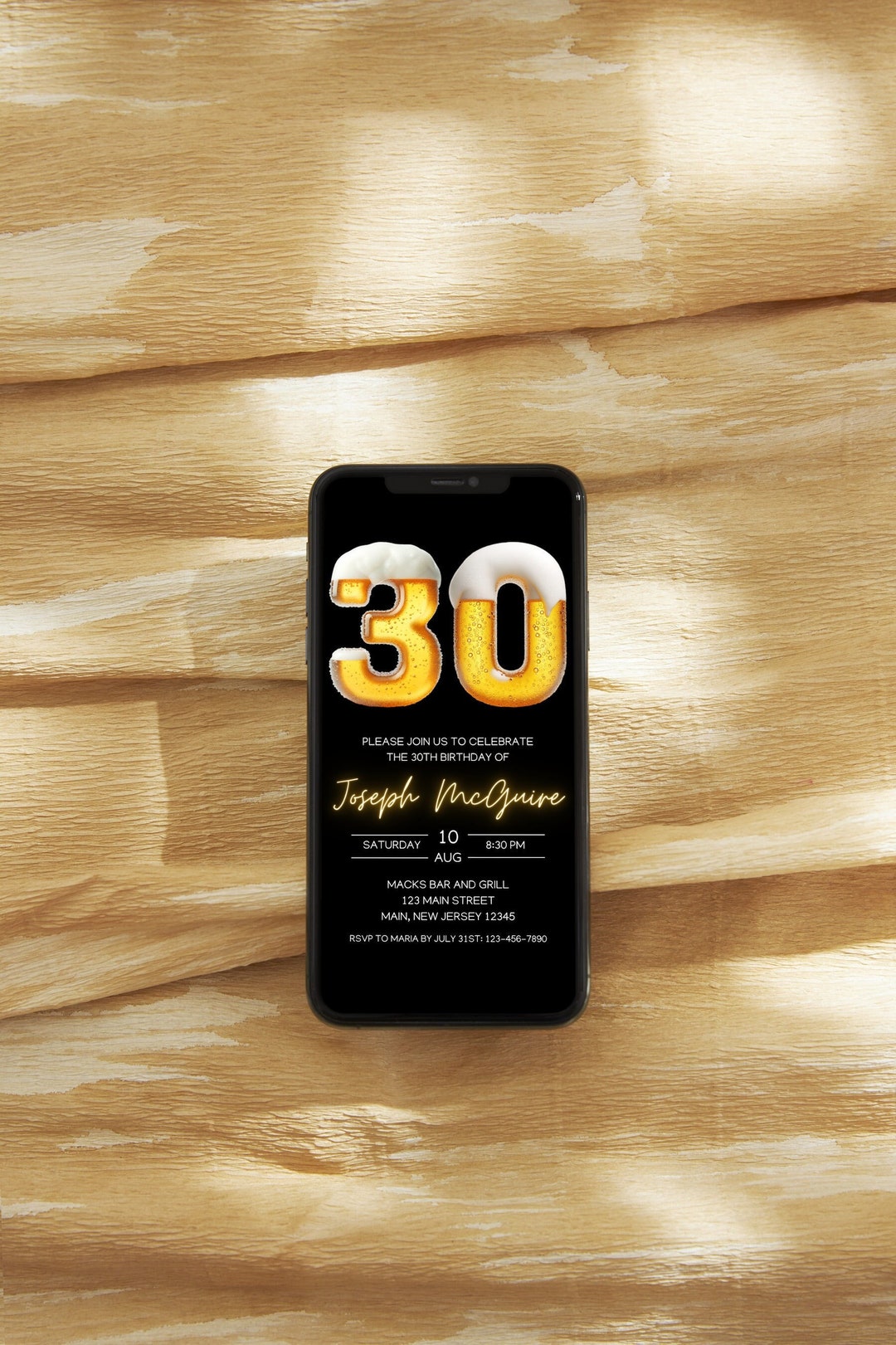 Digital 30th Birthday Invitation Template, Beer Themed 30th Birthday ...