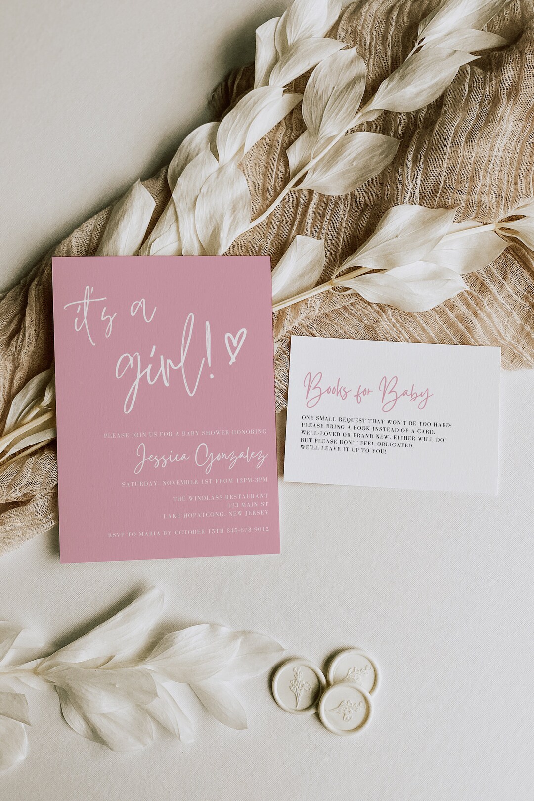 Minimalist Pink Baby Shower Invitation, It's a Girl Baby Shower ...