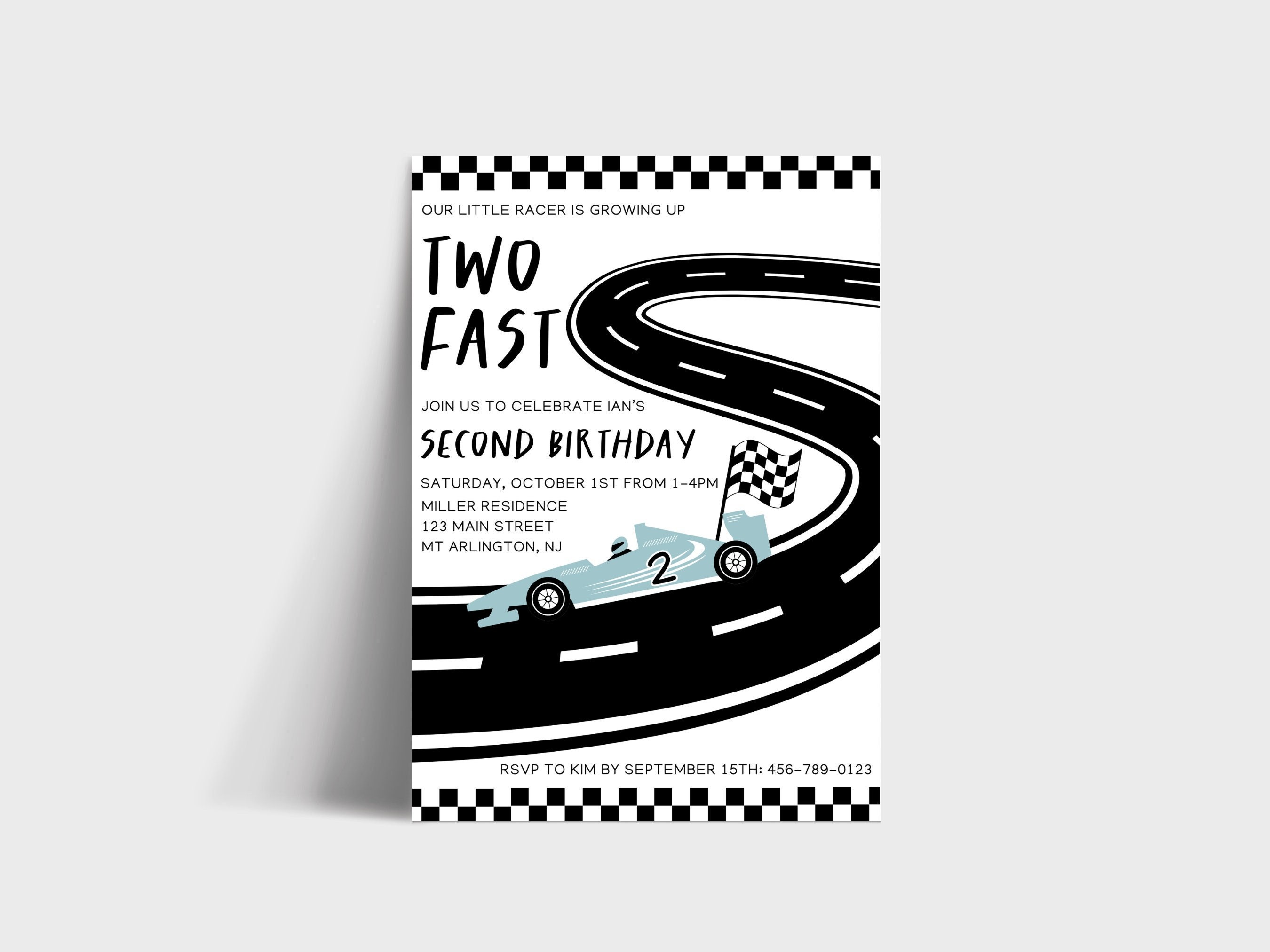 Editable TWO Fast Birthday Invitation Template, Two Fast Birthday, 2 ...