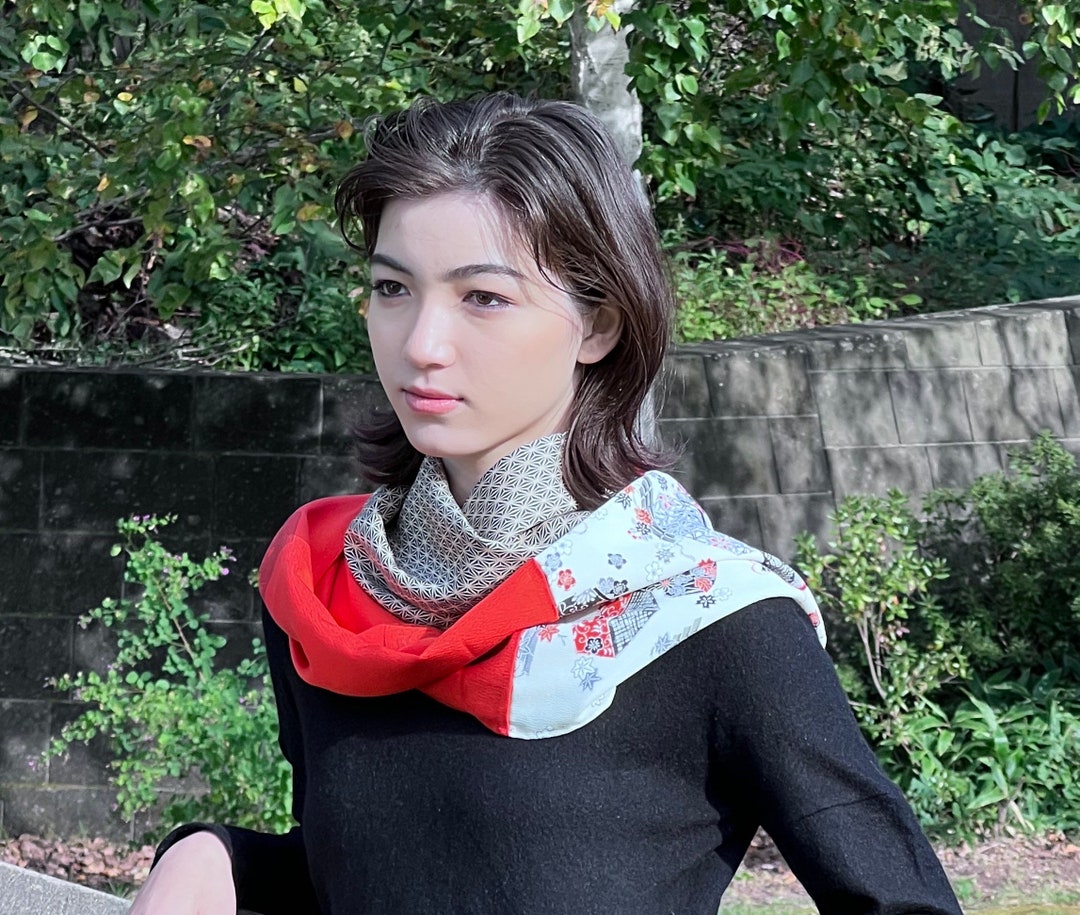 Kimono Shibori Scarf – Mother's Day Gift, Handmade Japanese Silk Scarf ...