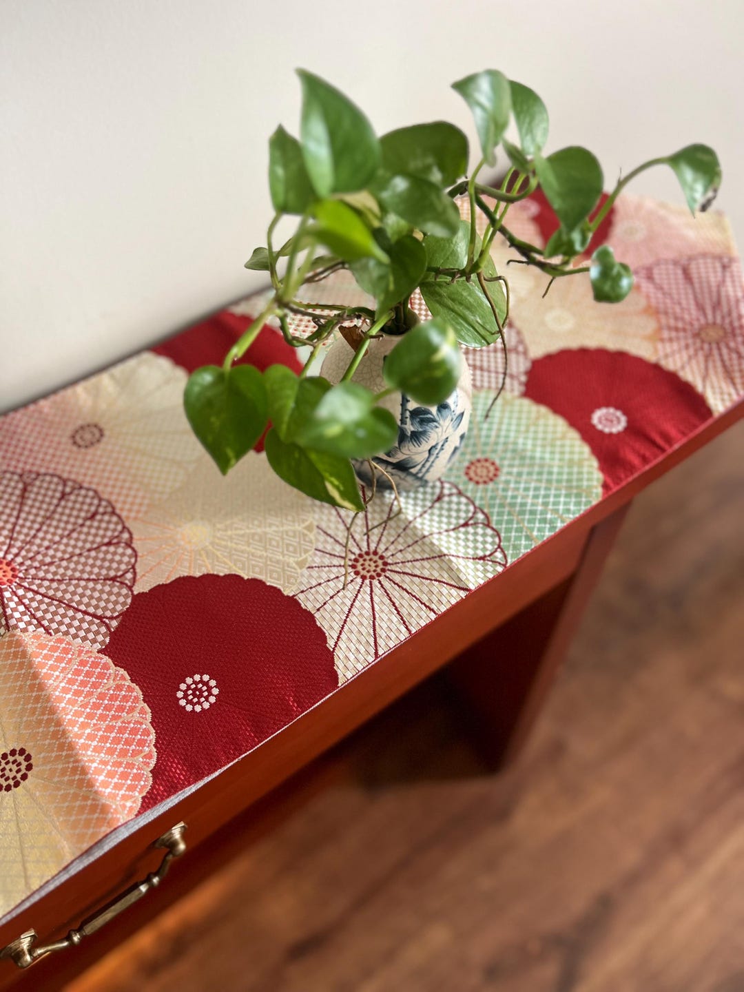 1 Table Runner, Vintage Obi Sash, Embroidered Silk, Metallic Thread ...