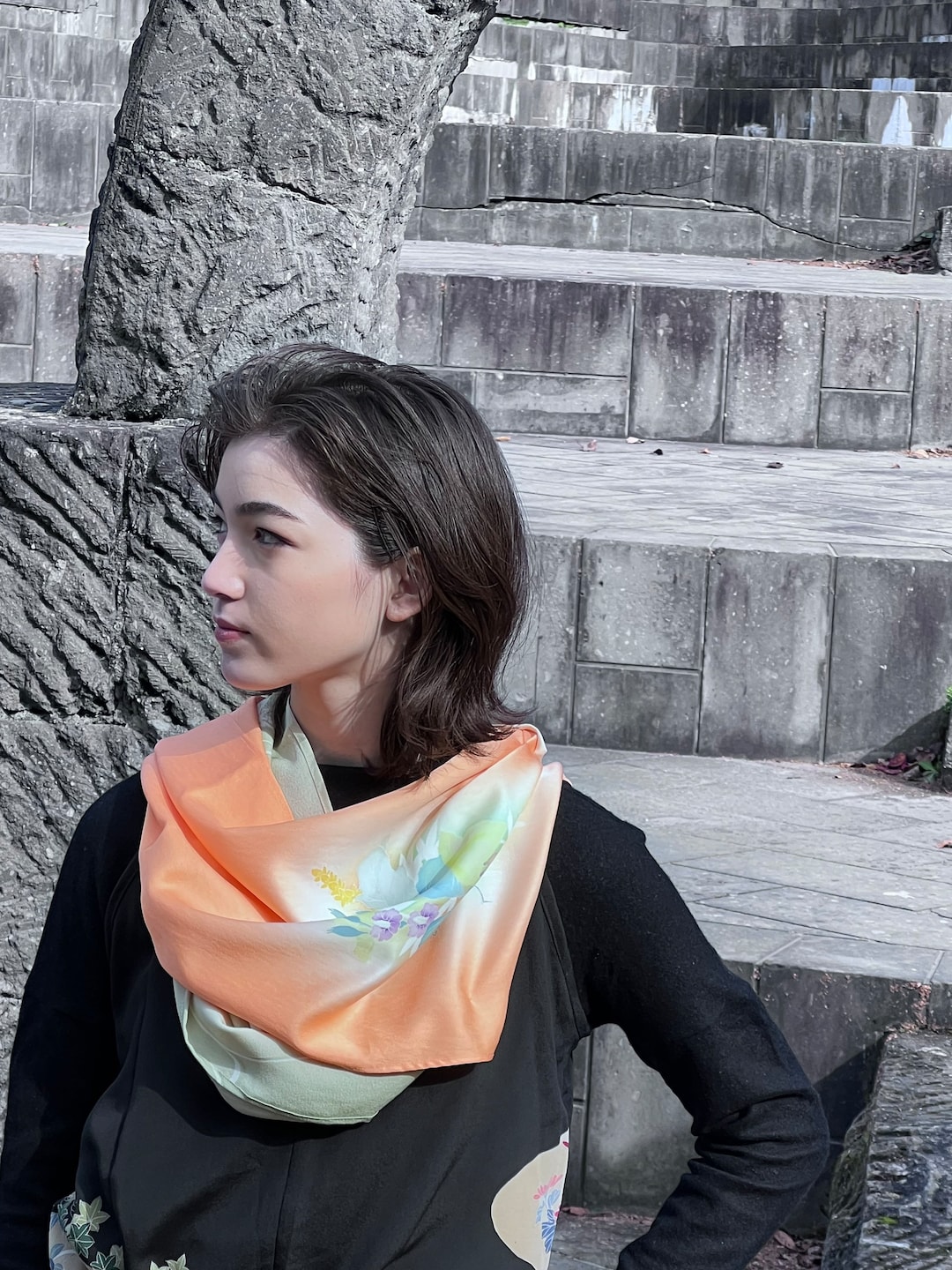 Japanese Silk Scarf，handmade Traditional Kimono Long Scarf Made From ...