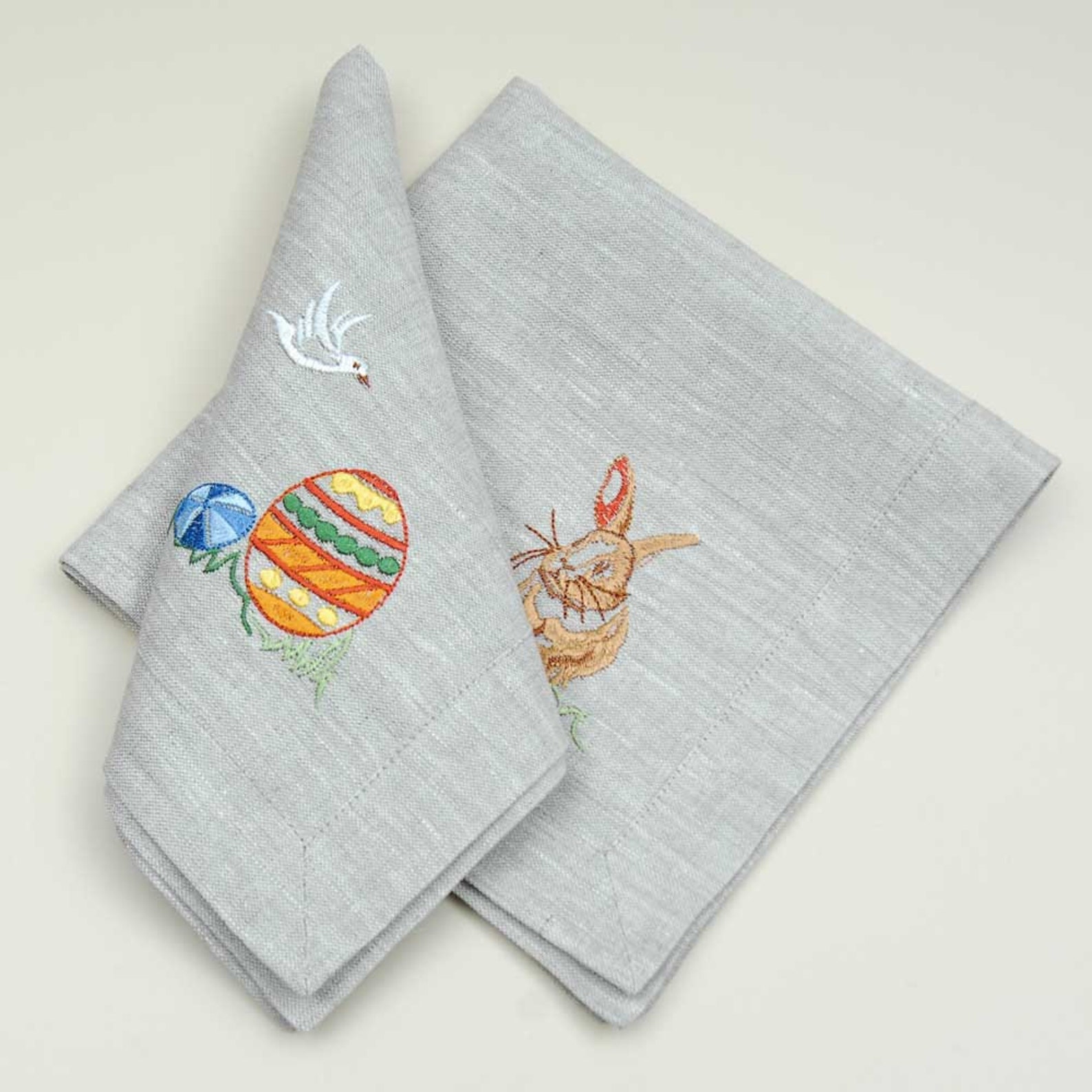 Set of Easter Embroidered Linen Napkins. Easter Decorations. Size 40x40 ...
