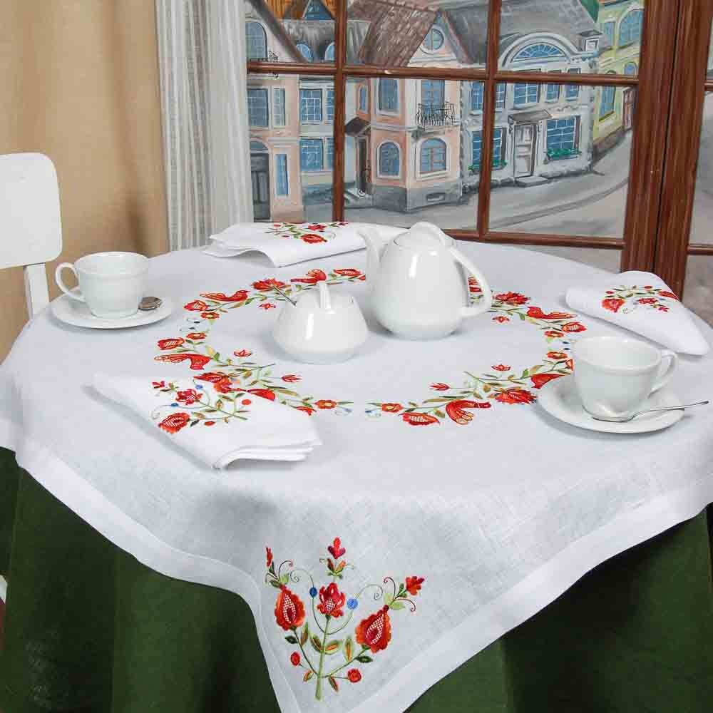 88x88 Cm Embroidered Linen Table Topper Tree of Life. Ukrainian ...