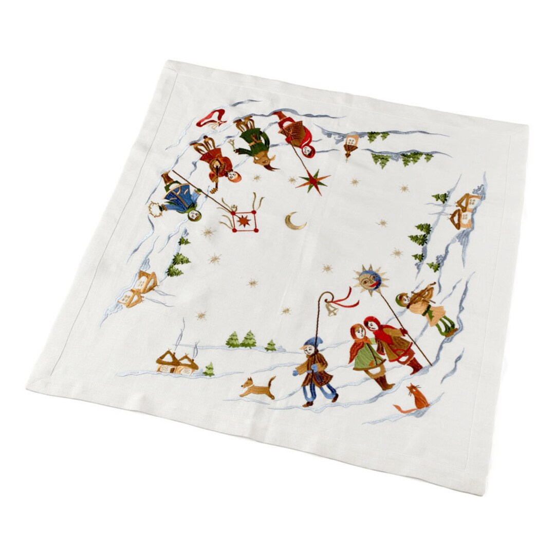 64x64cm Embroidered Linen Christmas Table Topper Kolyada. Christmas ...
