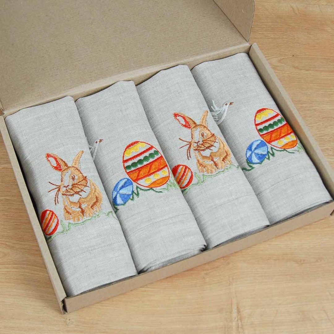 Set of Easter Embroidered Linen Napkins. Easter Decorations. - Etsy
