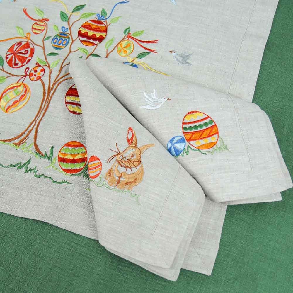 Set of Easter Embroidered Linen Napkins. Easter Decorations. Size 40x40 ...