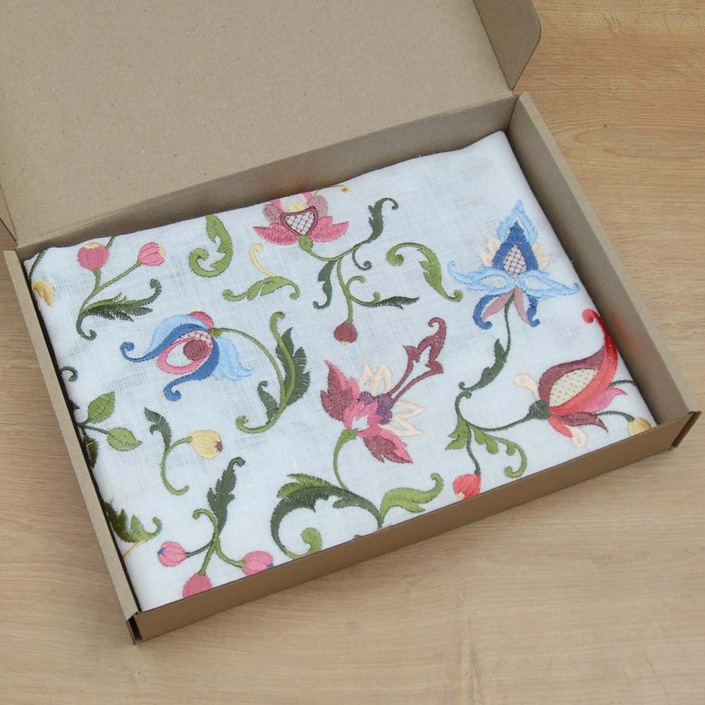 Embroidered Linen Table Runner: Roksolana Collection, Floral Decor ...