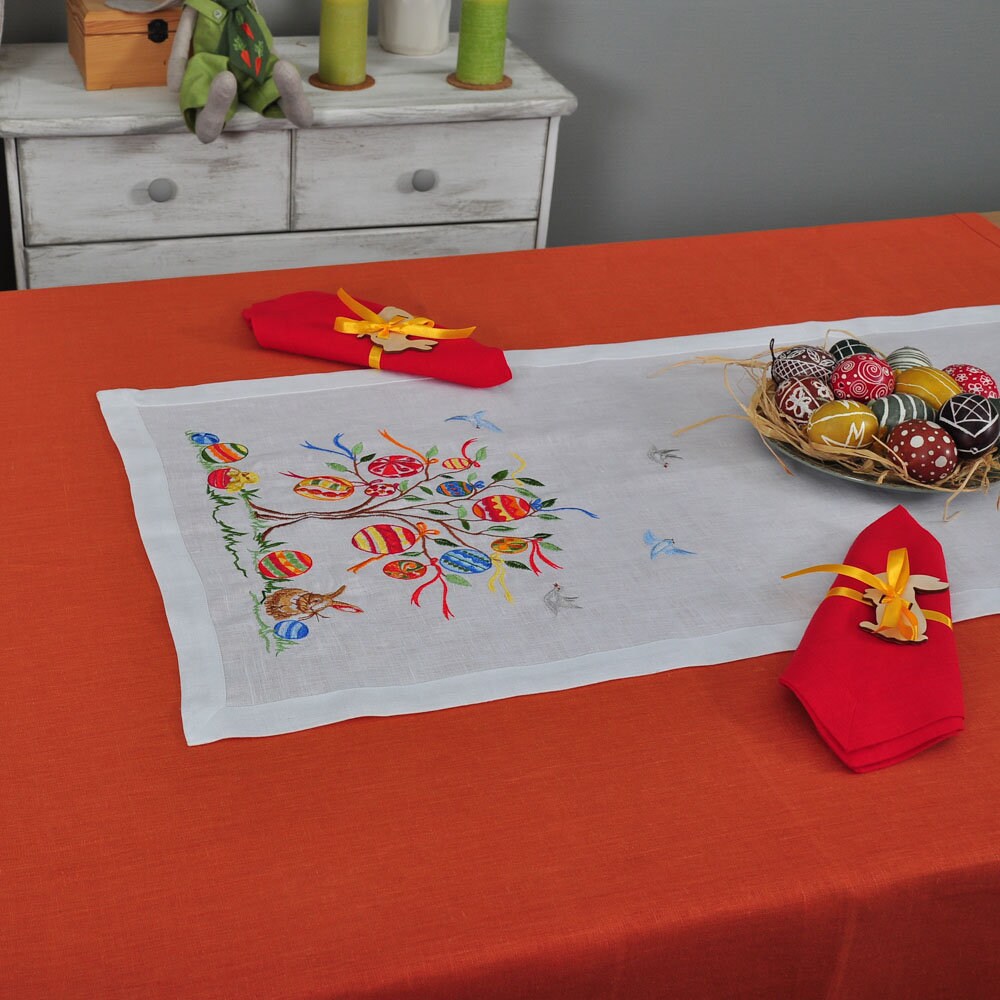 Embroidered Linen Easter Table Runner. Easter Decorations. Size 136x40 ...