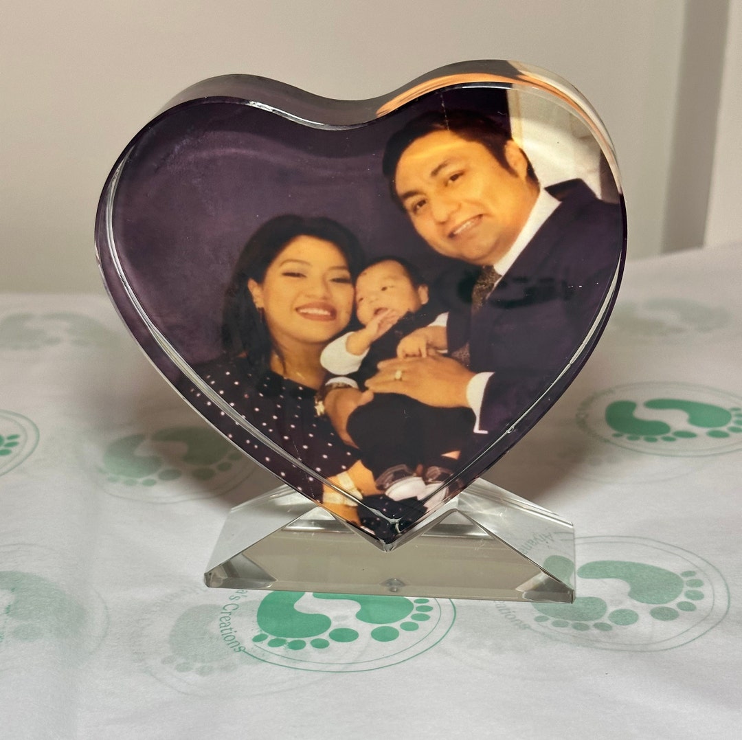 Heart Shape Crystal Glass Photo Frame - Etsy