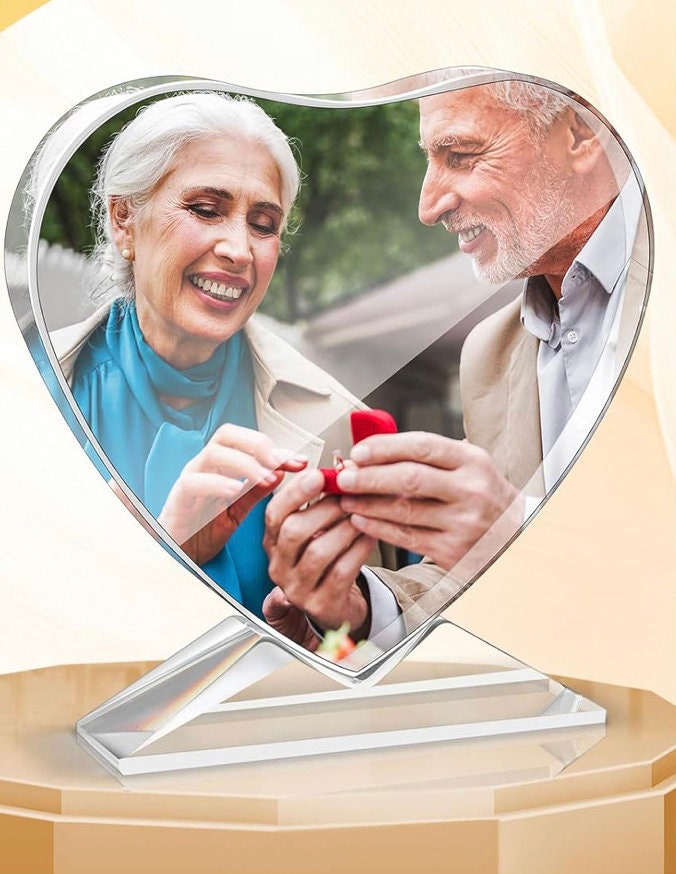 Heart Shape Crystal Glass Photo Frame - Etsy