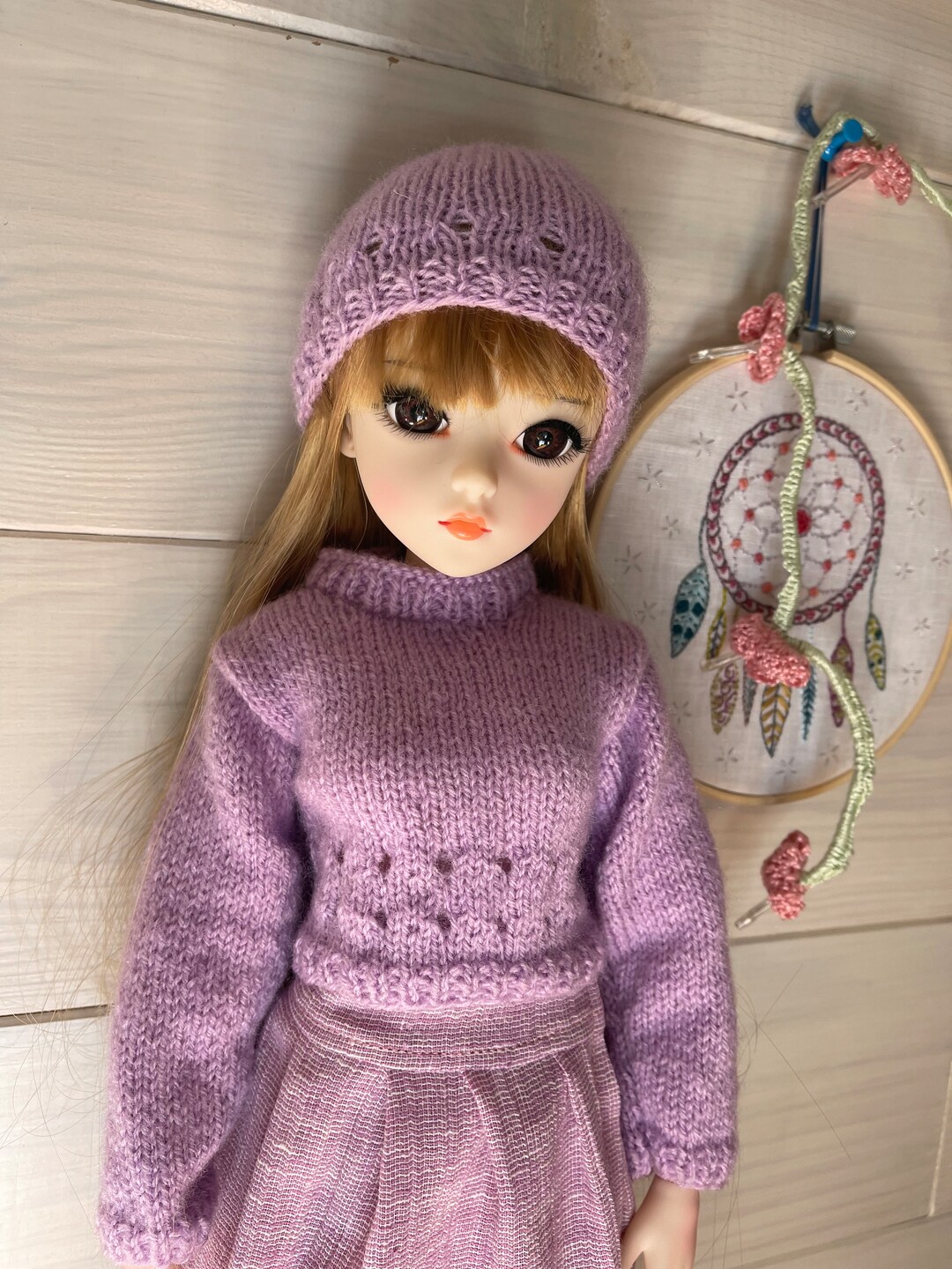 Tutorial/knitting Pattern for 60 Cm BJD Dolls, Sweater and Hat in ...