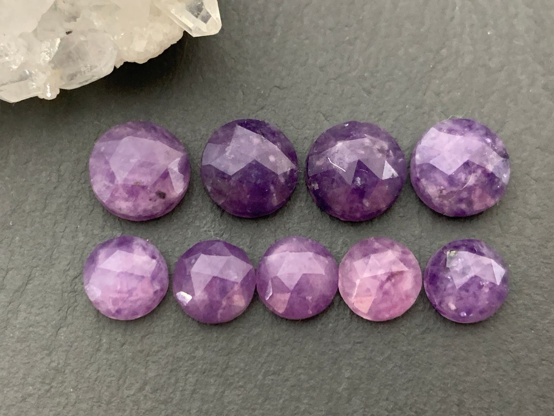 Rose Cut Lepidolite Round 8mm, 10mm Cabochon Natural Lepidolite - Etsy