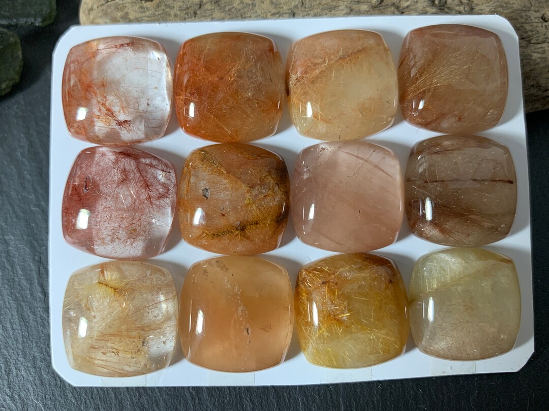 Rutilated Quartz 20x20mm Cabochon - Calibrated Cabochons - Etsy