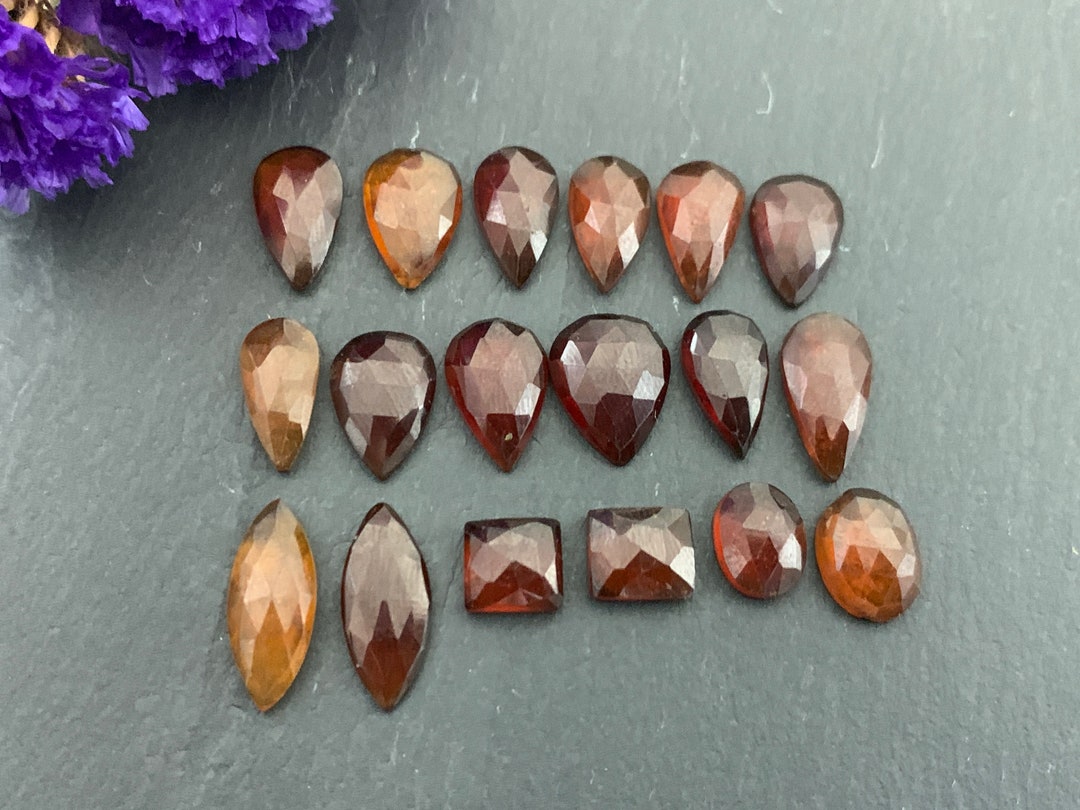 Faceted Hessonite Garnet 7-15mm Long Cabochon - Etsy