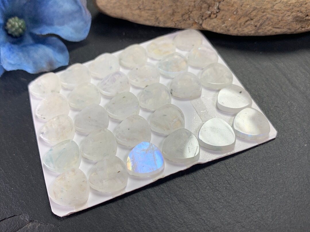 Flat Rainbow Moonstone Curved Triangle 12mm Cabochon - Calibrated ...
