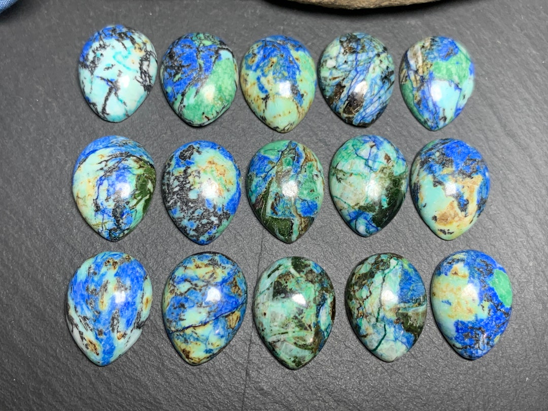 Azurite Pear 15x20mm Cabochon - Calibrated Cabochons. * - Etsy