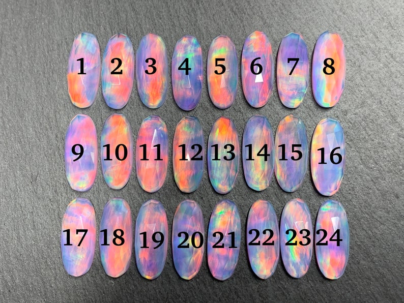 Faceted Aurora Opal Oval 8x20mm Cabochon - Doublet Cabochons - Man Made ...