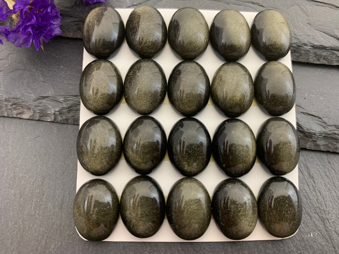 Gold Obsidian Oval 12x16mm Cabochon - Calibrated Cabochons - Etsy