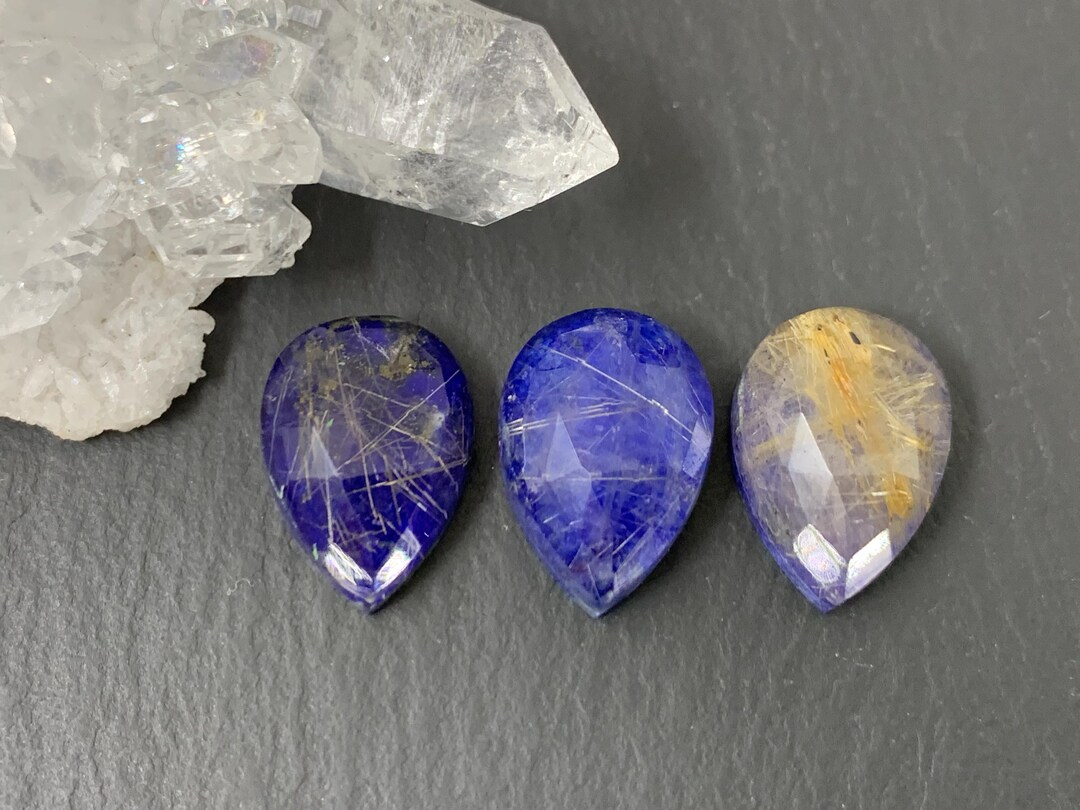 Gold Rutilated Quartz Lapis Lazuli Doublets Pear 10x14mm Cabochon - Etsy