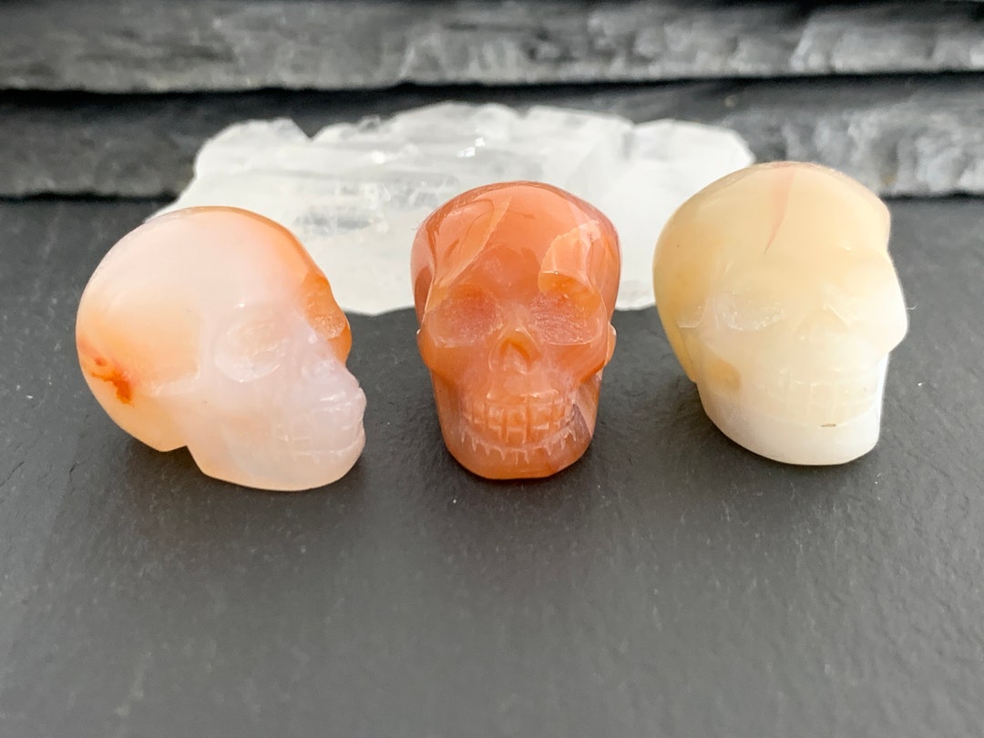 Carved Natural Agate Skull - Etsy