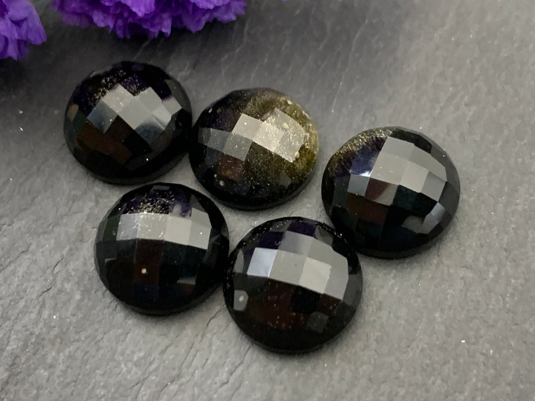 Faceted Gold Obsidian Round 12mm Cabochon Calibrated Cabochons - Etsy