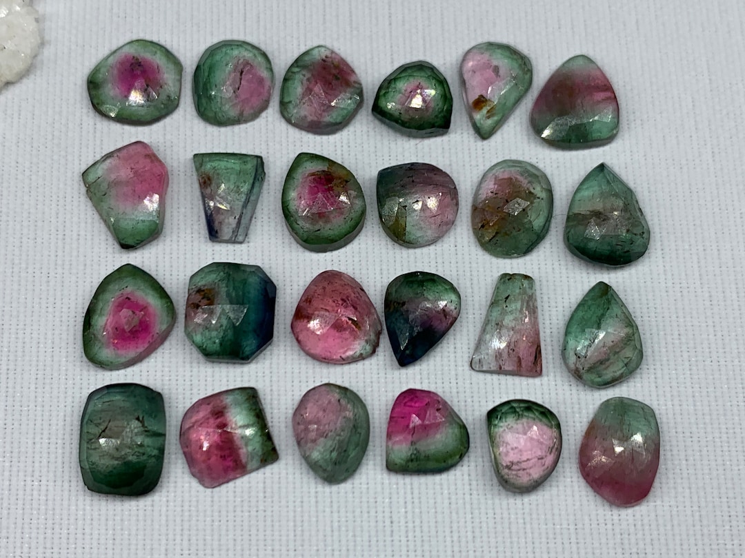 Faceted Watermelon Tourmaline 8-9mm Long Cabochon Second Quality ...