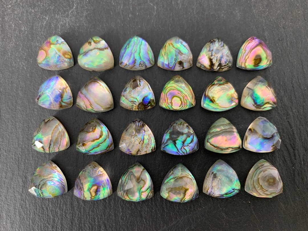 Faceted Abalone Crystal Doublet Triangle 12x12mm Cabochon/ Select Your ...