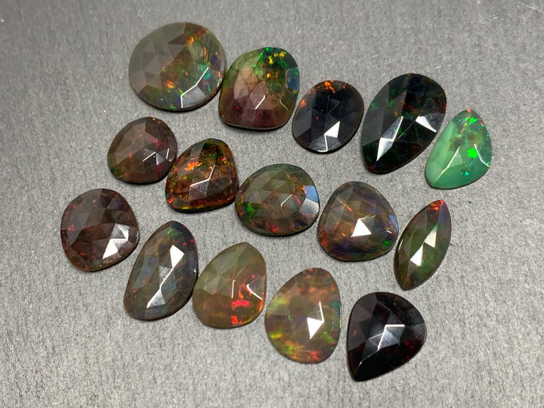 Faceted Black Opal 15-20mm Long Cabochon- - Etsy