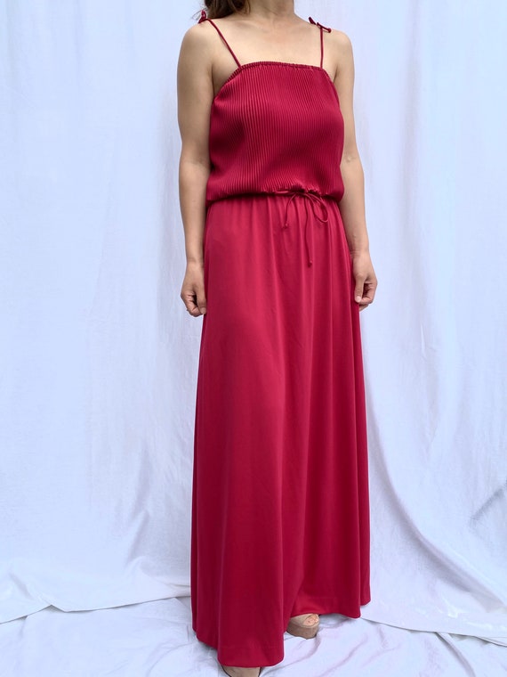 1970’s - Raspberry Dress with Lace Shawl - S - Gem