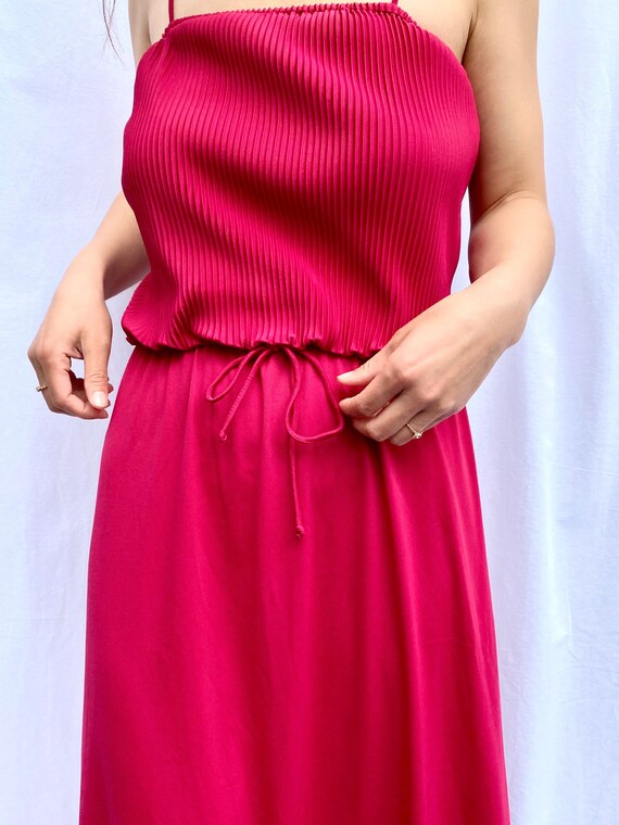 1970’s - Raspberry Dress with Lace Shawl - S - Gem