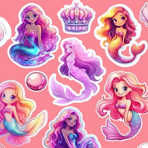 A Sticker Pack of Colorful Cute Mermaids (digital) - Etsy