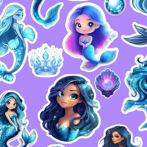 A Sticker Pack of Colorful Cute Mermaids (digital) - Etsy