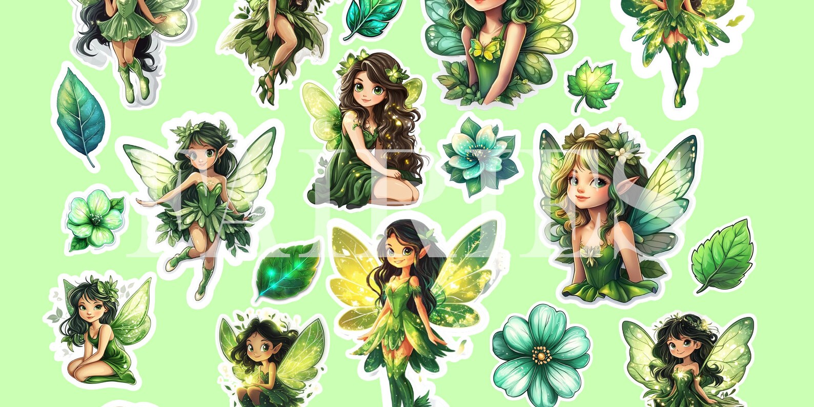 A Sticker Pack of Colorful Cute Fairies - Etsy
