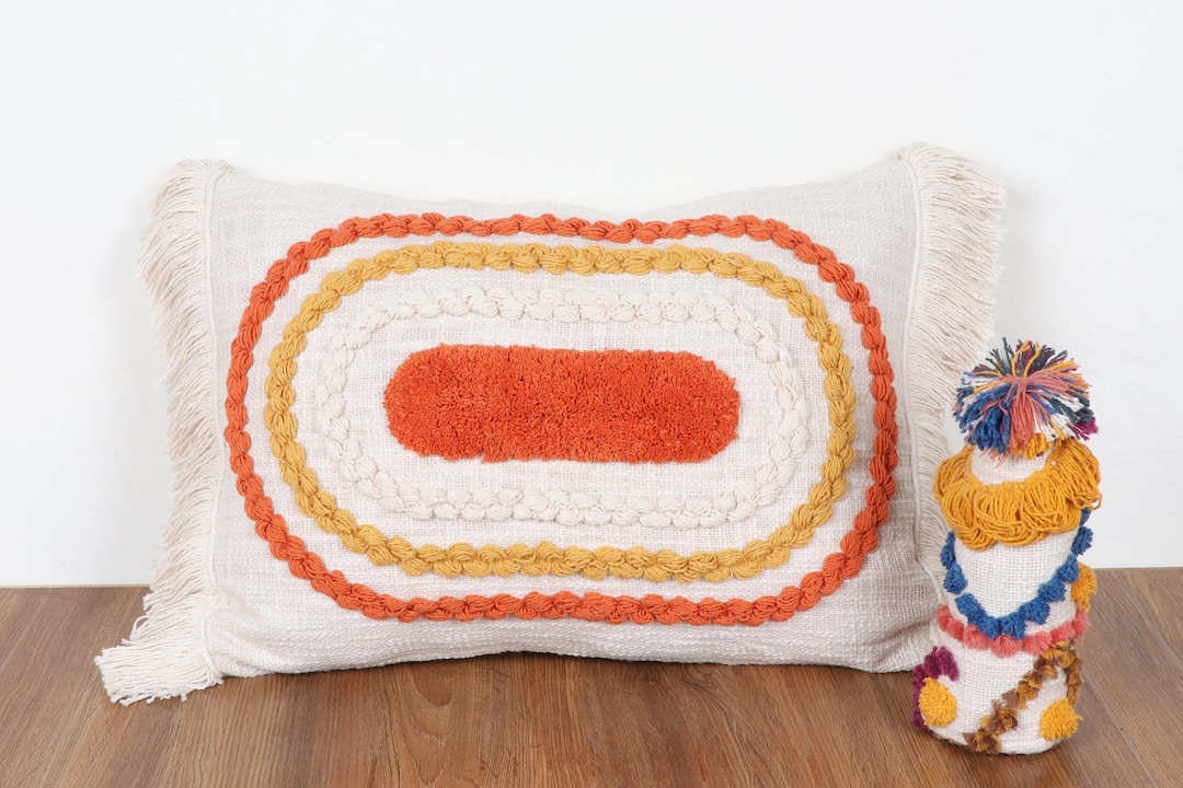 Premium Loop Pattern Texture Cotton Lumbar Pillow Cover, 35x50cm 14x20 ...