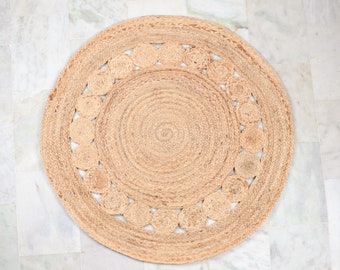 Jute Round Rug Natural Jute Rug Handmade Braided Rug Round Area Rug ...