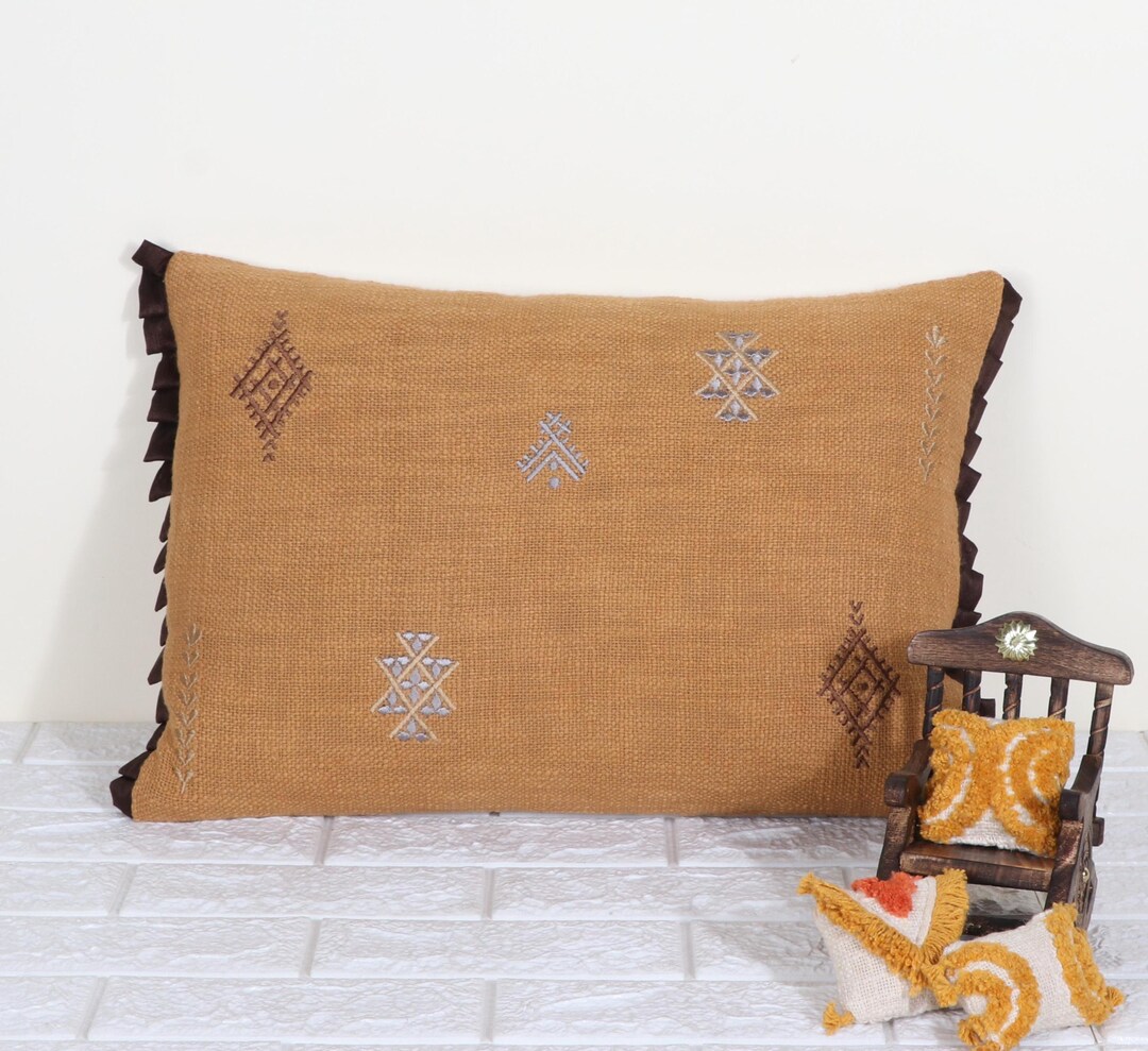 100% Cotton Ari Work Solid Handloom Tufted Embroidered Throw Pillowcase ...