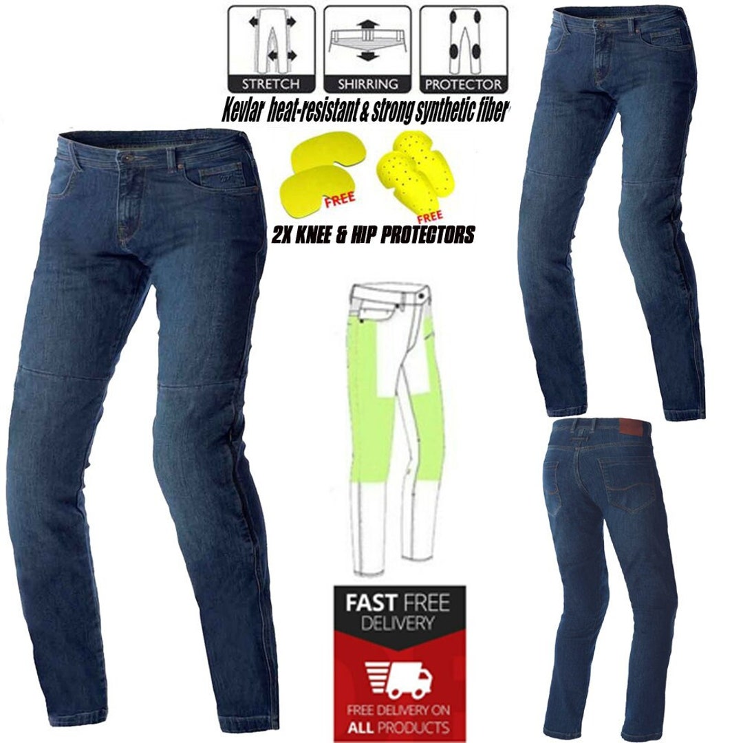 Mens Motorcycle Jeans Motorbike Pant Denim Trousers Made With Kevlar CE ...