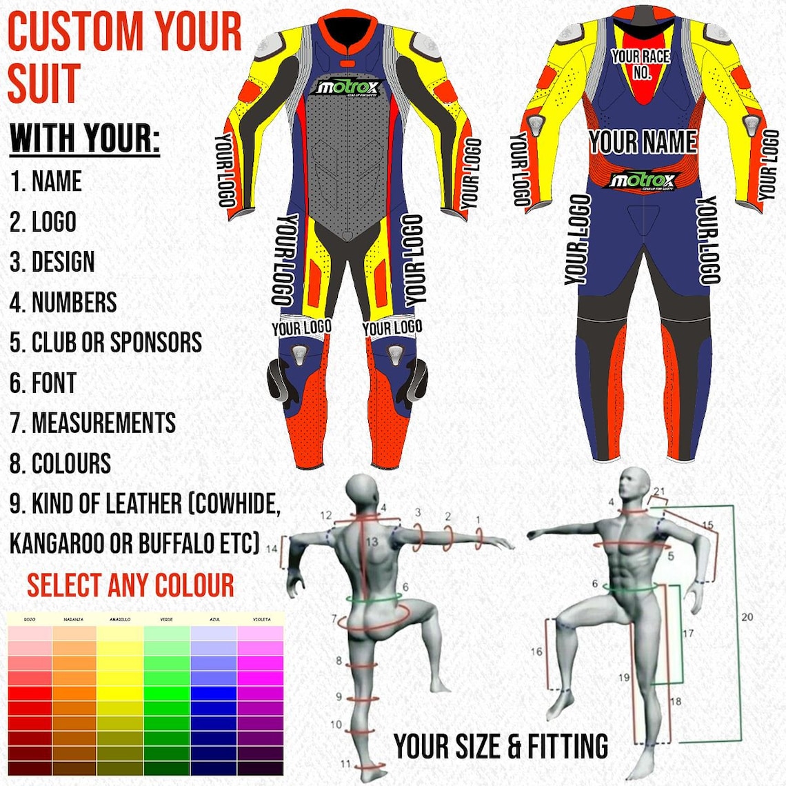 Motorcycle Leather Suit on Road off Road Motorbike Riding Suit Custom ...