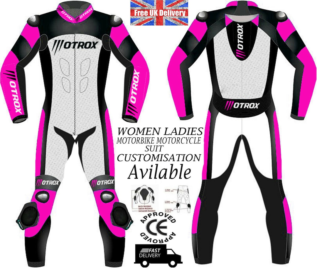 Womenss Leathers Pink Suit Moto Style Ladies CE ARMOUR UK Girl Bikers ...