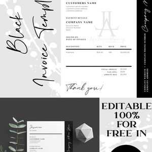 Black Invoice Template, Editable Design in Canva, Printable, DIY ...